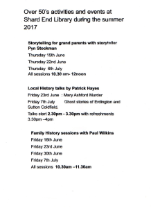 Activities for Over 50’s in Shard End Library | Shard End Communities